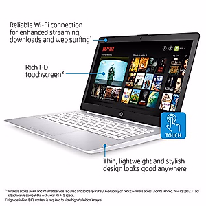 HP Stream 14-inch HD Touchscreen Laptop, Intel Celeron N4000, 4 GB RAM, 64 GB eMMC, Windows 10 Home in S Mode With Office 365 Personal For 1 Year (14-cb193nr, Diamond White)