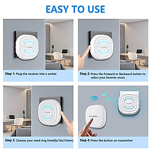 ChunHee Smart Wireless Caregiver Pager Self-Powered Call Button Medical Alert System Call Bell 500+ Feet for Home/Elderly/Patient/Disabled 2 Call Buttons/Transmitters 1 Receiver