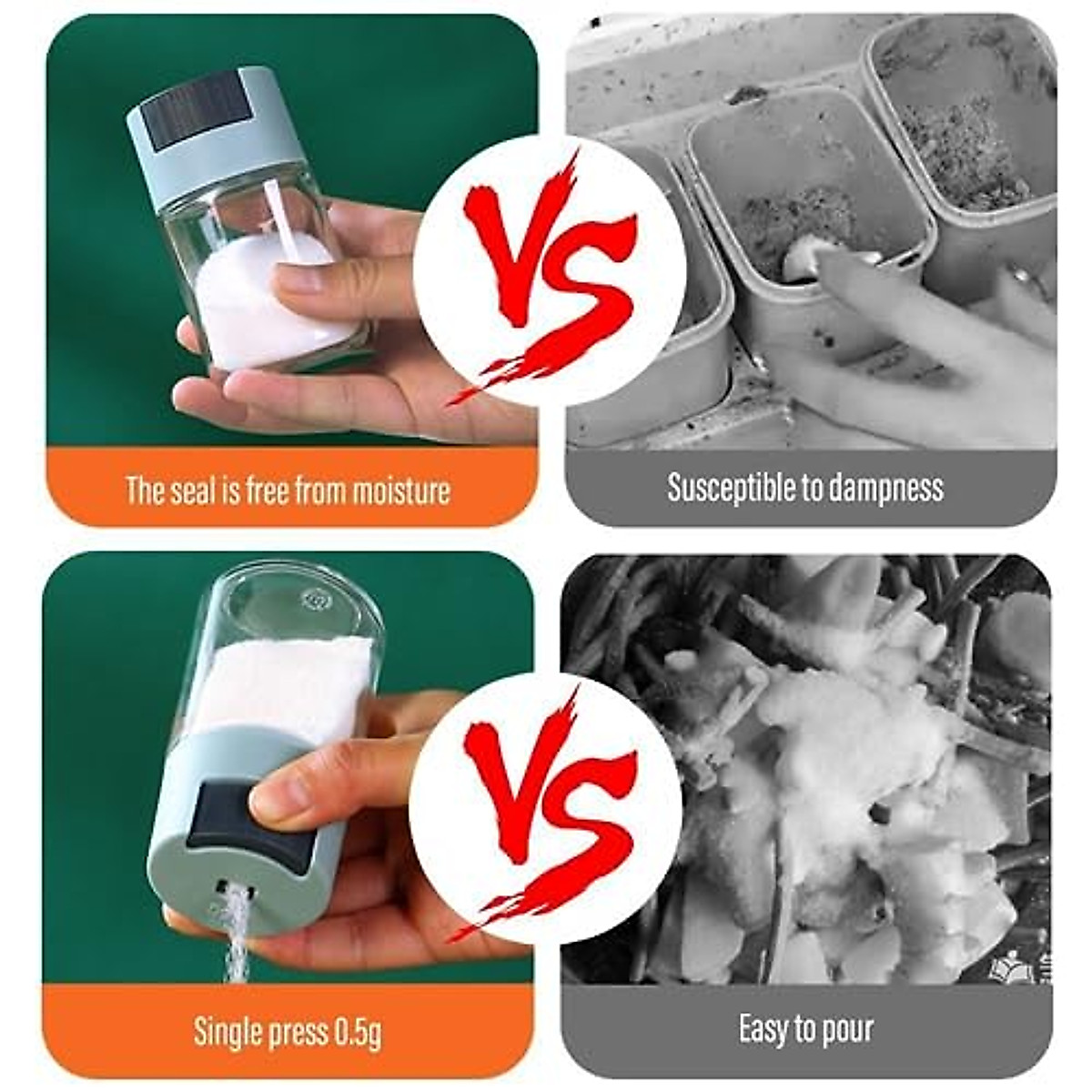 PULME Metering Salt Shaker, Measuring Seasoning Bottle, Salt Pepper Shaker Set, Press Type Quantitative Salt Pepper Shaker Set (Beige)