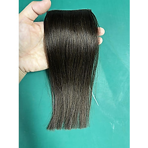 FEIPRO Real Remy Human Hair Clip in Hair Extensions Short Straight Thick Double Weft One Piece Hair Pieces for Thinning Hair Invisible Hairpin Increase Women Men Hair Volume 8 inch#2 Brown