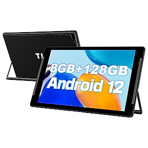 Android Tablet, 10 Inch Tablet with Stand/Glass Housing, 12GB RAM 128GB ROM with 512GB Expand Tablets, WiFi6, IPS + Touch Screen, 6000mAh Battery, Bluetooth5.0, Wireless Keyboard (Blue)