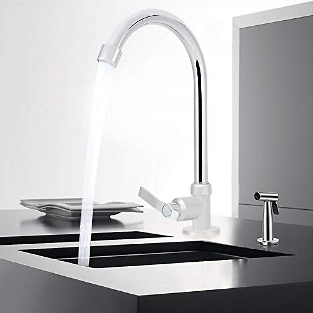 Kitchen Sink Faucet High Arc Vertical Faucet Single Cold Water Tap G1 2in Zinc Alloy Faucet Without Hose for Home Use