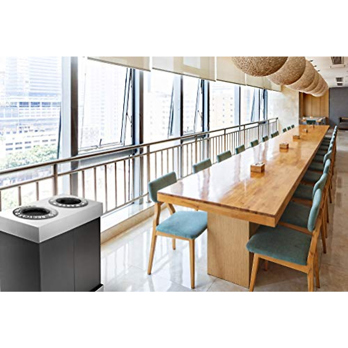 Alpine Double Recycling Center - Plastic/Cardboard Recycle Trash Bin - Two 28 Gallon Bins - Ideal for Offices, Restaurants, Hospitals, Schools, Cafeterias - 56 Gallons Total Capacity (2 Bins)