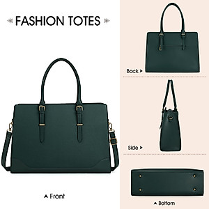 IGOLUMON Laptop Bag for Women 15.6 Inch Laptop Tote Bag Large Work Bag Waterproof Leather Office Briefcase Business Computer Bag Shoulder Handbag Dark Green