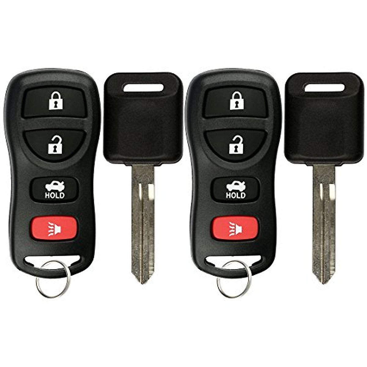 KeylessOption Keyless Entry Remote Fob Uncut Blank Car Ignition Key for Nissan Infiniti KBRASTU15 (Pack of 2)