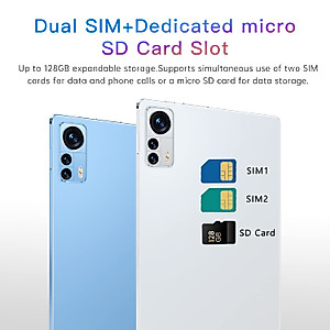 10.1 inch X12 Tablet, 4+32G Full Screen Tablets with Dual SIM Card Slots, Android 8, 1280x800 HD, WiFi, Bluetooth, GPS, 2MP/5MP Camera (Blue)