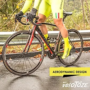 veloToze Tall Shoe Cover 2.0 - Covers Road Cycling Shoes - Water-Proof, Windproof Overshoes for Bike Rides in Spring, Fall, Winter Rainy, Cold Weather - Bright Colors Make Road Biking Trips Safer