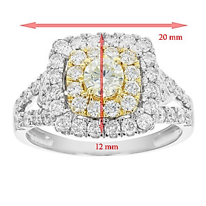 Vir Jewels 2 cttw Diamond Wedding Engagement Ring Set 14K Two Tone Gold Bridal Set Cushion Size 7
