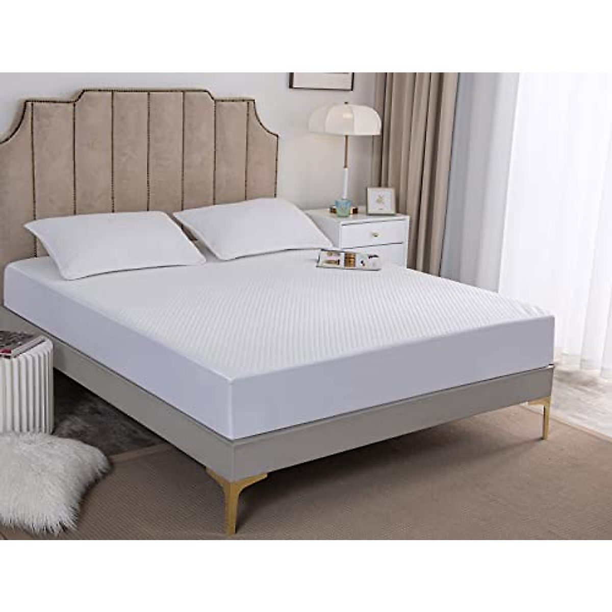 HIGHSEASON 100% Waterproof Cooling Mattress Protector King Size with 3D Air Fabric Cooling Feel Ultra Soft Protector Cover Breathable Noiseless Fitted 8" - 21" Extra Deep Pocket (78"X80", White)