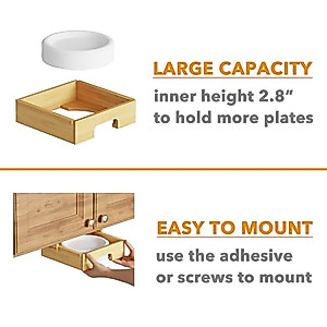 SpaceAid 8.5-inch Paper Plate Dispenser, Under Cabinet Bamboo Plates Holder, Kitchen Counter Vertical Plate Dipensers Holders Countertop Caddy (for 8.5 inches Plates, Bamboo)