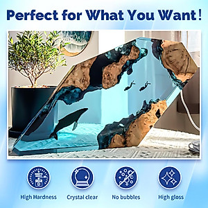 72oz Crystal Clear Epoxy Resin Kit, No Bubble No Yellowing for River Table Tops, Art Resin Painting Casting and Coating, Jewelry, DIY, Tumblers, Molds with 12 Mica Powders, 10×8oz Measuring Cup