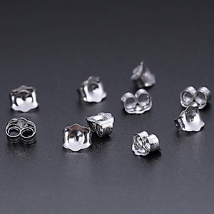 18K White Gold Earring Backs Small Tiny Hypoallergenic Butterfly Ear Extra Post Findings Safety for Studs Replacement (18K White Gold Earring Backs)