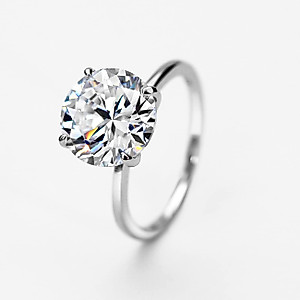 Michooyel Round Brilliant Cut 4ct Engagement Ring 10mm Cubic Zirconia CZ Women's Ring Sterling Silver Promise Ring Wedding Ring