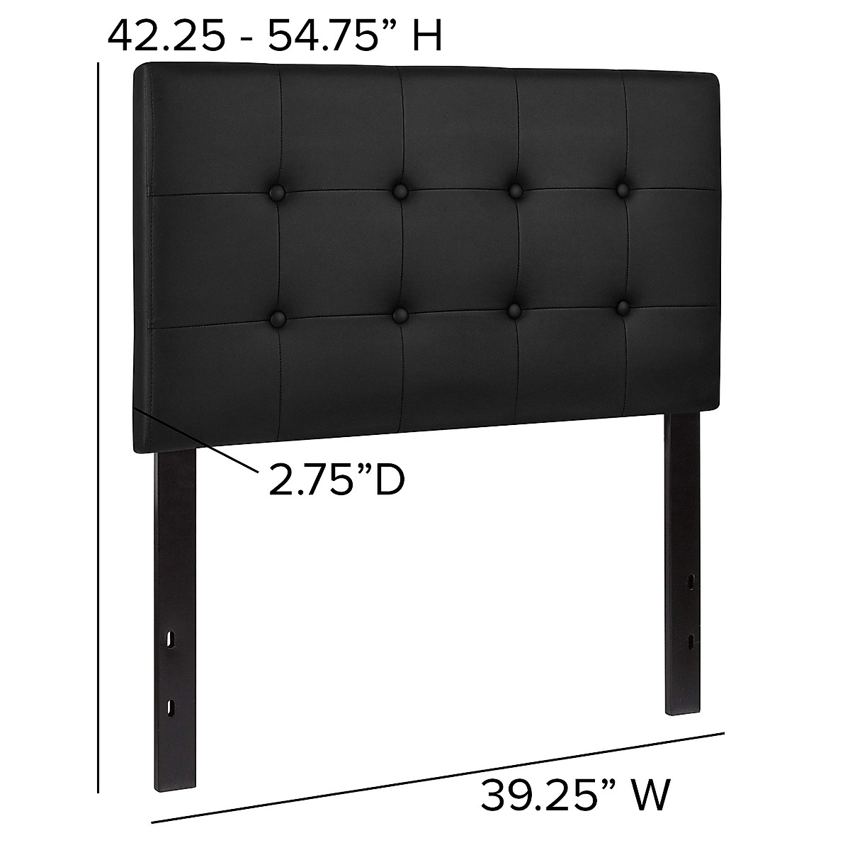 Flash Furniture Lennox Tufted Upholstered Twin Size Headboard in Black Vinyl