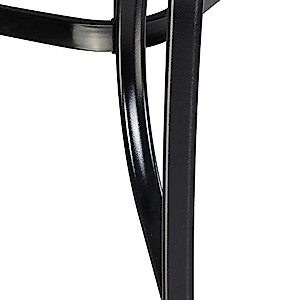 soges Outdoor Patio Table, Outdoor Square Tempered Glass Table, All Weather Outside Table, Dining Table with Umbrella Hole for Camping, Garden, Lawn