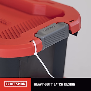 CX CRAFTSMAN, 10-Gallon Highly Durable Storage Bin & Dual Latching Lid, (12.7”H x 15.7”W x 22.7”D), Versatile Stacking Tote and Weather-Resistant Design, American Made [4 Pack]