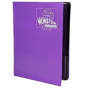 Monster Protectors 9 Pocket Trading Card Binder - Matte Purple Album, Anti-Theft & Anti-Drop TCG Protection w Side Loading Pockets, Double Sided, Holds 360 Cards, Sports, Gaming, Kpop, Christmas Gift