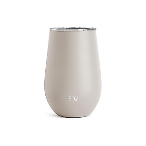 Simple Modern Wine Tumbler with Lid | Cute Stemless Glass Cup with Press-In Lid | Insulated Stainless Steel Coffee Mug | Gifts for Women Men Him Her | Spirit Collection | 12oz | Almond Birch