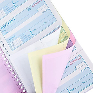 Receipt Books with Carbon Copies,Money and Rent Receipt Book,3-Part Carbonless,5.31" x 11.22",Receipt Book for Small Business,Blue,Yellow and Pink Copy,100 Sets Per Book