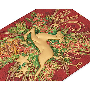Papyrus Holiday Cards Boxed with Envelopes, Warm Wishes, Gold Reindeer (12-Count)