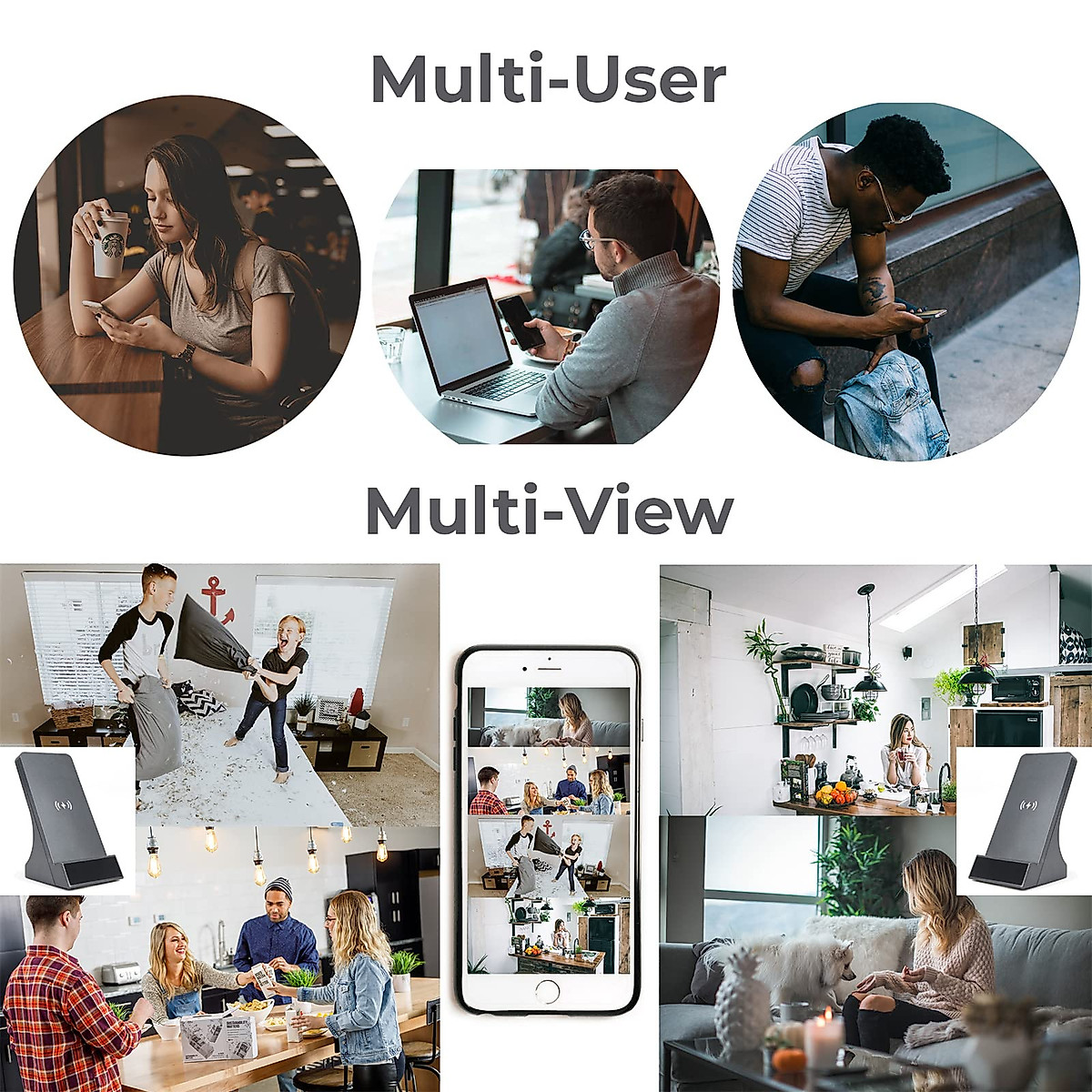 LIZVIE Spy Cameras with Wireless Charger, 1080P HD Mini Phone Charger Nanny Camera Cam Surveillance for Home Office