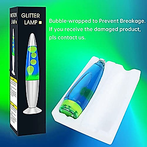 Lazzgan 13.8" Inch Motion Lamp, Beautiful Liquid Night Lights with Blue Wax in Green Liquid for Home, Office, Bedroom Decor, Mood Night Lamps for Sleep Relax Gifts for Kids Teens Adults