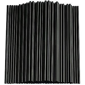 Black Straws,100 Pcs Long Disposable Plastic Drinking Straws. (0.23''diameter and 10.2"long)-Black