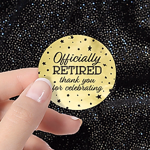 Black and Gold Retirement Party Thank You Stickers, Shiny Gold Foil Retirement Party Decor - 40 Count