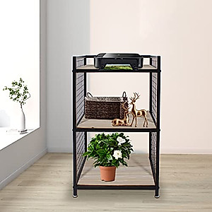 LOYALHEARTDY 3-Shelf Shelving Storage Unit Industrial 3-Tier Storage Rack Metal and Wood Style Bookshelf Multi-Purpose Indoor Garage Storage Organizer Shelves, 21.3" x 21.3"x 34.6" (3-Tier)
