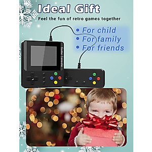 Fadist Handheld Game Console, Retro Mini Game Console with 500 Classic Games, Rechargeable Battery, Portable Games Controller, Support for 2 Players & TV, Ideal Gift for Kids, Friend, Lover (Black)