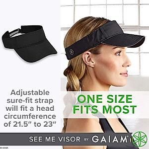 Gaiam Running Hat Visor - Visibility Strap, Dry Fit Sweat Headband, Black