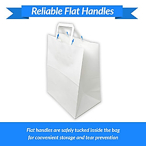 Reli. 100 Pack | 10"x6.75"x12" | Large White Paper Bags w/Handles | Ideal for To Go/Take Out/Restaurant Bags with Handles, Shopping, Retail, Gifts | 25% larger than 10"x5"x13"