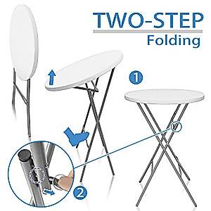 GUAGUA 32" Round Plastic Folding High Top Cocktail Table, 43.5" Bar Height Table for Picnic, Party, Dining, Camping, Beach, BBQ