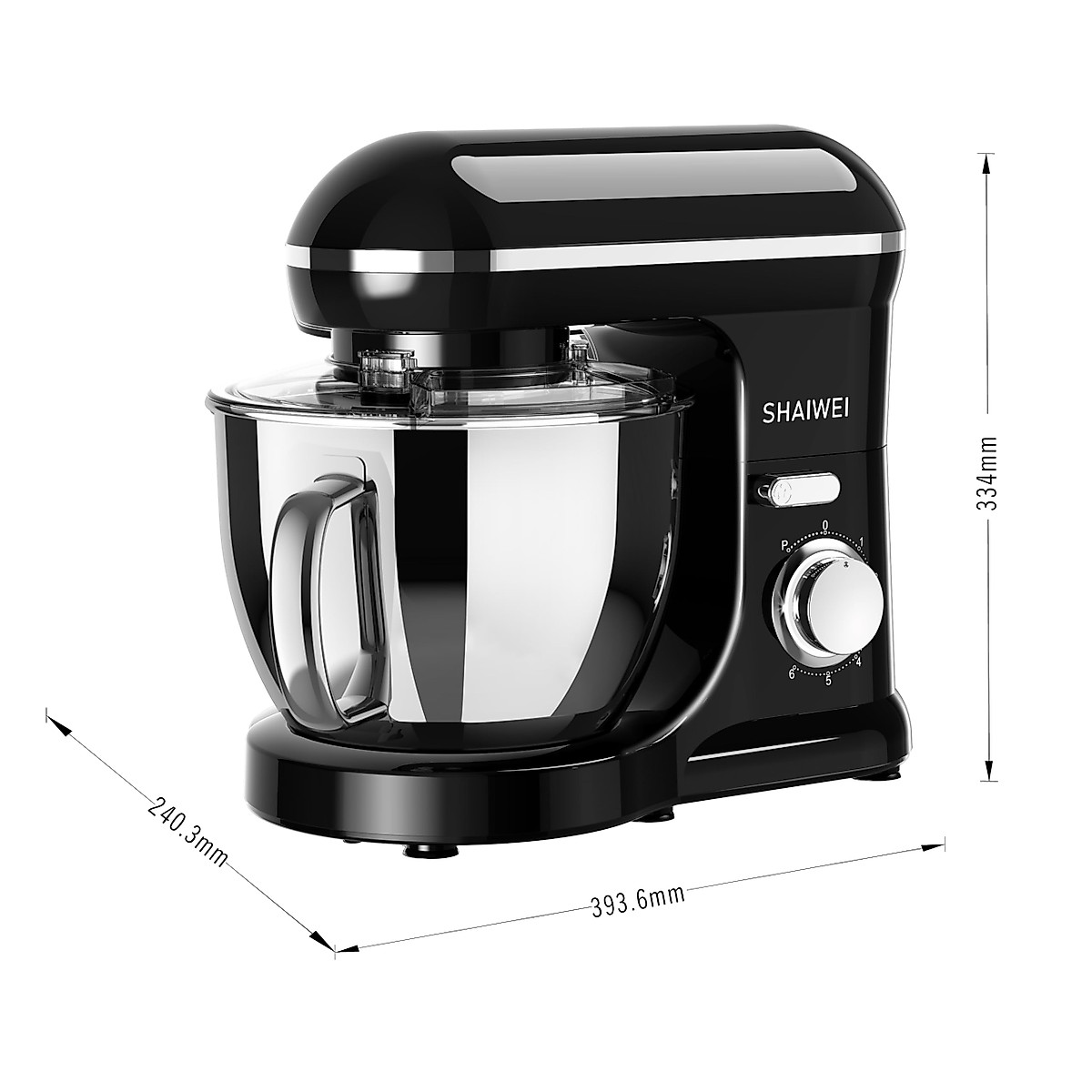 Kitchen Stand Mixer, 6.5 Qt Mixing Bowl, 660W 6+P Speeds Tilt-Head Food Mixers,Kitchen Electric Stand Mixer with Dough Hook, Wire Whip, Beater((Black)