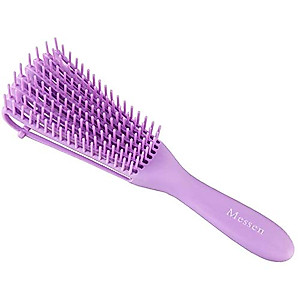 Messen Purple Detangling Brush for Natural Black Hair Detangler for Afro America Textured 3a to 4c Kinky Curly Wavy Eliminate Knots While Exfoliating Your Scalp and Stimulate Blood Circulation(1 Pack)