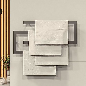 Modern Towel Shelf, Matt Black Bath Towel Holders, 4-Tiers Integrated Towel Rails, Wall Mounted Towels Shelves Rack