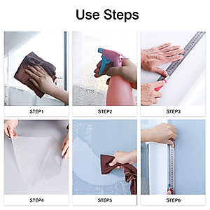 Privacy Window Film, Opaque Vinyl Window Frosting Film, Non Adhesive Window Glass Sticker Static Cling Removable Window Decals Heat Control Easy to Use, Pure Frosted 17.5 x 78.7 Inches