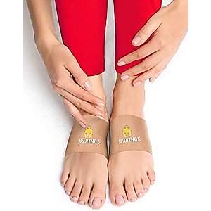 Sparthos Plantar Fasciitis Support - Arch Compression Sleeve - Foot Feet Brace, Ankle Pain Relief, Night Splint - Dr Sock Docsocks Soothers Supports - Mens and Womens (Beige-S)