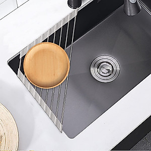 LLYLIU Triangle Roll Up Dish Drying Rack - Over The Sink Kitchen Roll up Sink Drying Rack Sink Caddy Sponge Holder