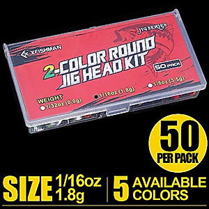 Round-Jig-Heads-for-Fishing-Painted-Jigheads-Walleye-Bass Crappie Fishing Jig Hooks 3/8 oz 1/4 oz 3/16 oz 1/8 oz 1/16 oz Assortment 25-50 Pack