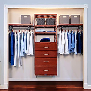 John Louis Home 16in. Deep Deluxe Organizer with 4 Drawers (8in. - 10in. Deep) - Red Mahogany Finish