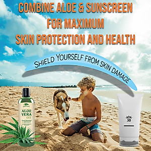 Amazing Aloe Vera Gel - Freshly Cut, 100% Pure Aloe, Premium Quality, Vegan, Unscented - Natural Sunburn Relief, After Shave, Skin, Face & Hair Care 8oz