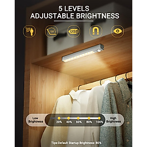 LOFTER-pro Under Cabinet Lights, LED Motion Sensor Light, USB-C Rechargeable 10 LED Closet Lights Wireless Magnetic Stick-Anywhere Night Light for Kitchen, Wardrobe, Closets, Cupboard, Stairs