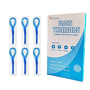 EasyHonor Dental Floss Threaders for Braces, Bridges, and Implants,210 Count (Pack of 6)
