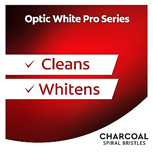 Colgate Optic White Pro Series Charcoal Toothbrushes, Adult Soft Toothbrushes with Charcoal Spiral Bristles, Helps Polish Away Surface Stains and Whitens Teeth, 2 Pack