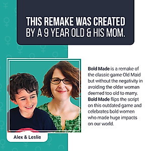 Bold Made Card Games for Kids & Adults - Unique Remake of Old Maid & Go Fish - Feminist Playing Cards, Co-Created by A 9 Year Old, Features 40 Hand-Drawn Portraits of Amazing Women in History