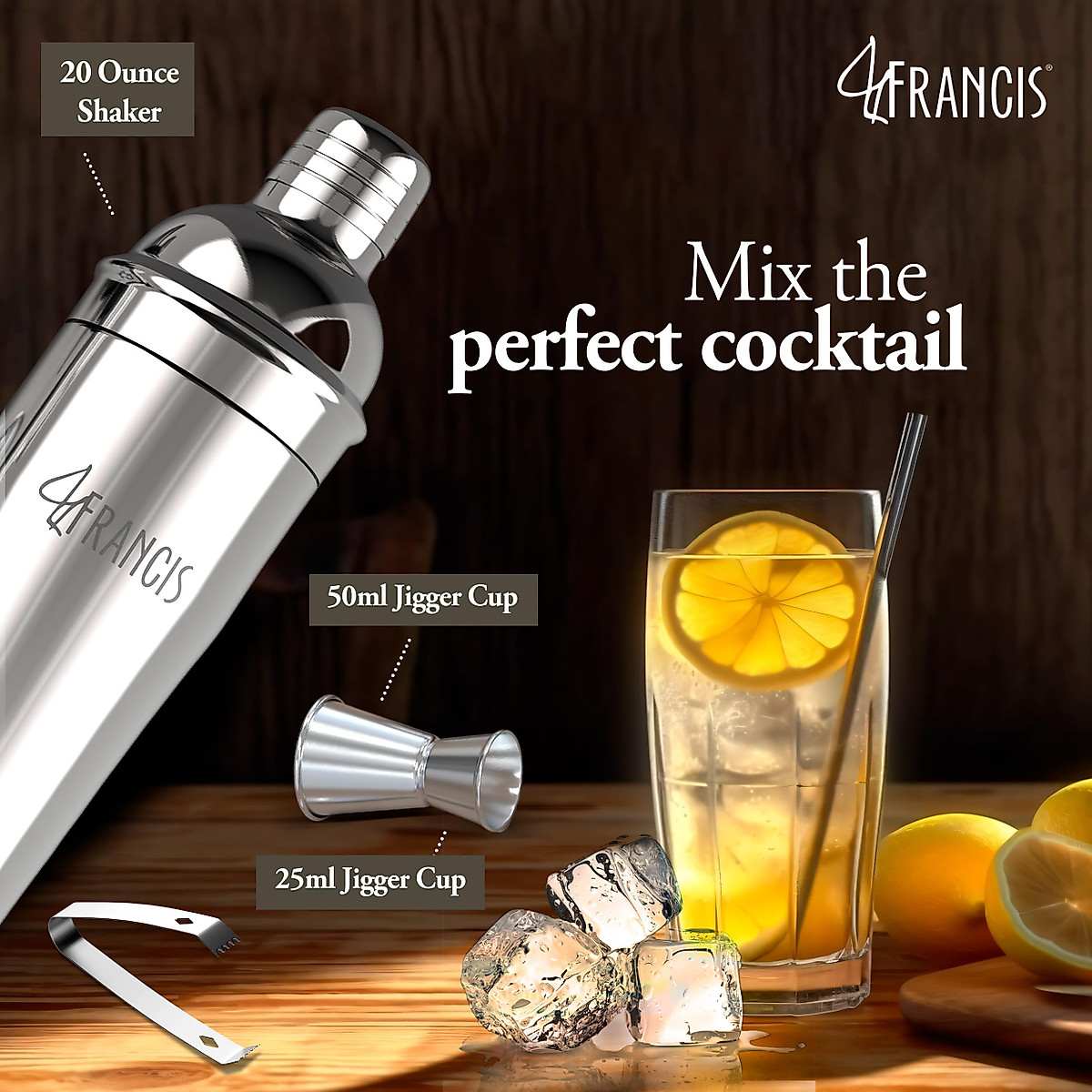 Cocktail Mixer Shaker Set Bartender Kit Set with 10 Bartending/Mixologist Tools for Home Bar, Party Bar, Bar Cart Decor