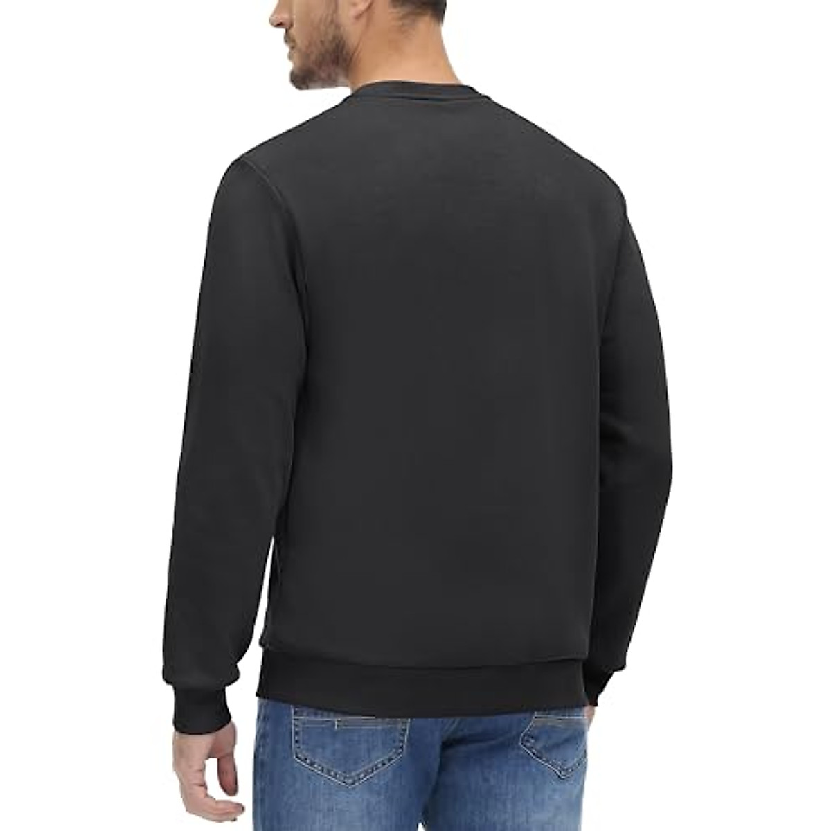 MAGCOMSEN Sudaderas De Hombre Black Sweatshirt Black Sweatshirts For Men Black Crew Neck Sweater Fleece Pullover Men