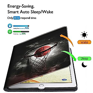 BFSEROBJ Case for All-New Fire 7 Tablet Case 7" 12th Generation 2022 Release Lightweight Smart Case PU Leather Adjustable Stand Protective Cover with Auto Wake/Sleep - Basketball in Galaxy