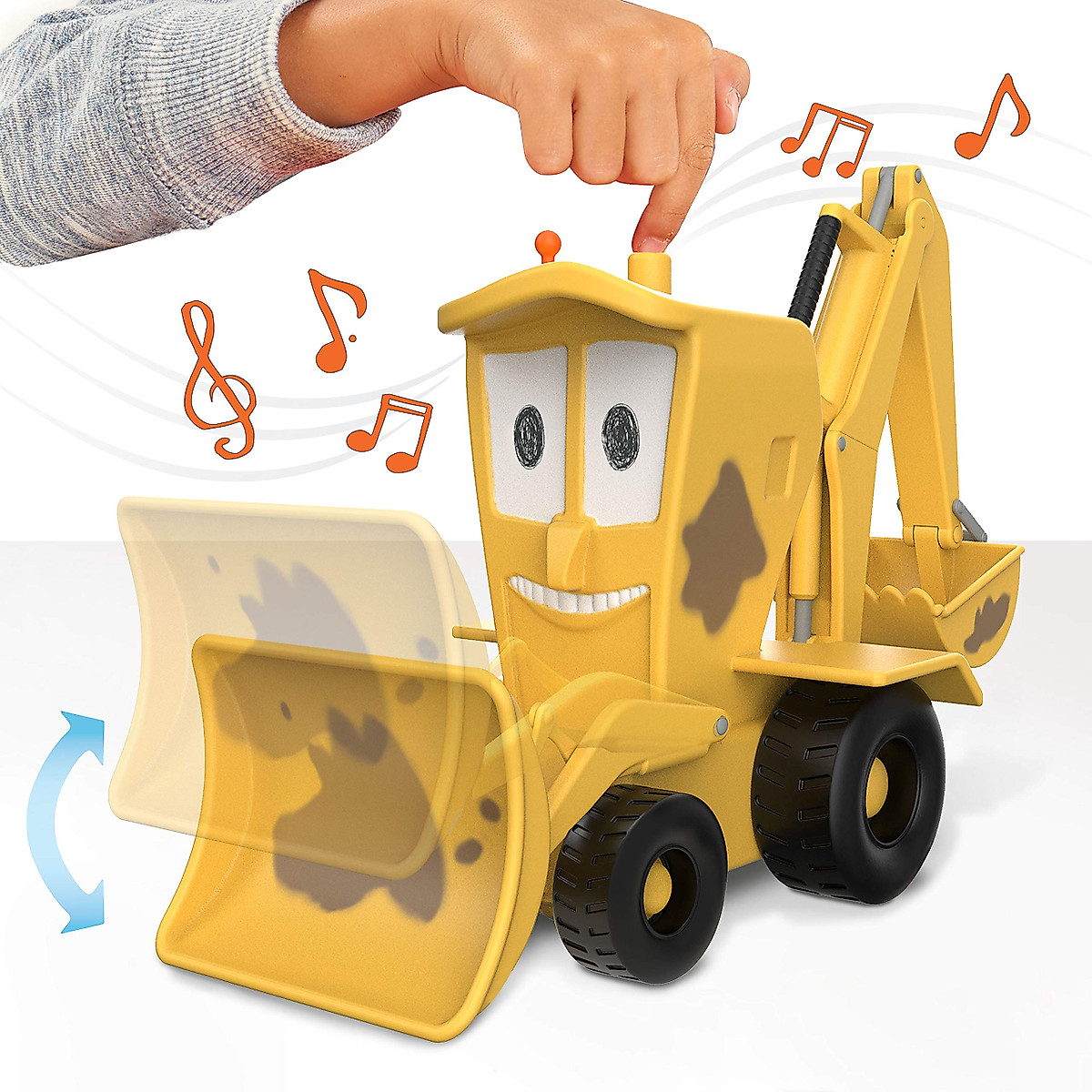 Stinky & Dirty Show, Backhoe Loader 11.5-inch Deluxe Vehicle with Accessories, Pretend Play